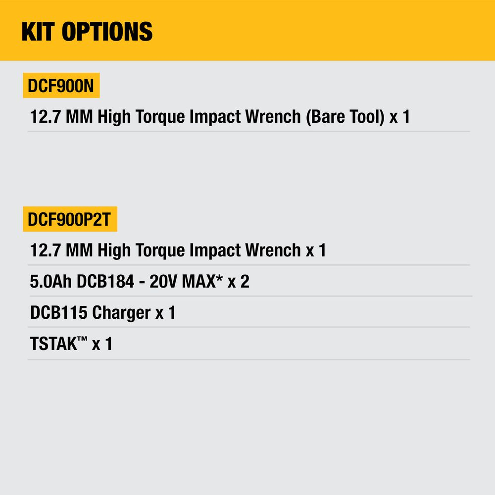Dewalt DCF900P2T 20V Max Cordless 1/2 Brushless High Torque Impact ...