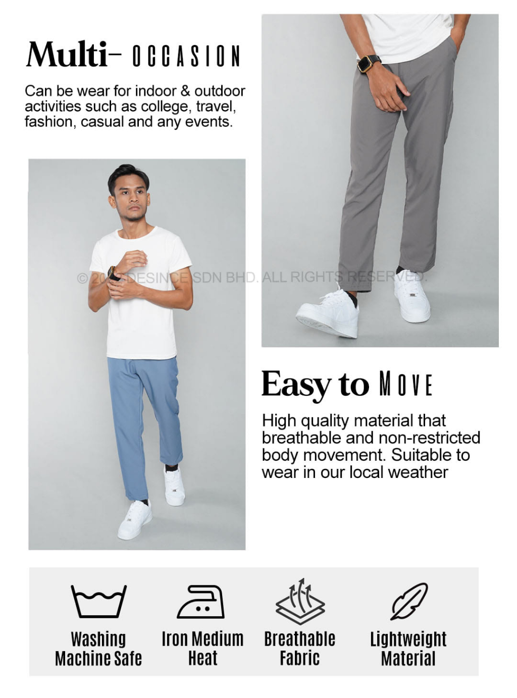 🇲🇾 DESINCE Men Casual Pants Man Long Pants Straight Cut Trousers Loose ...