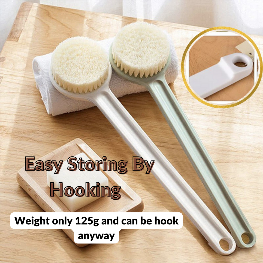 Japanese Long Handle Bath Brush Natural Bristles Brushes Massage Body ...