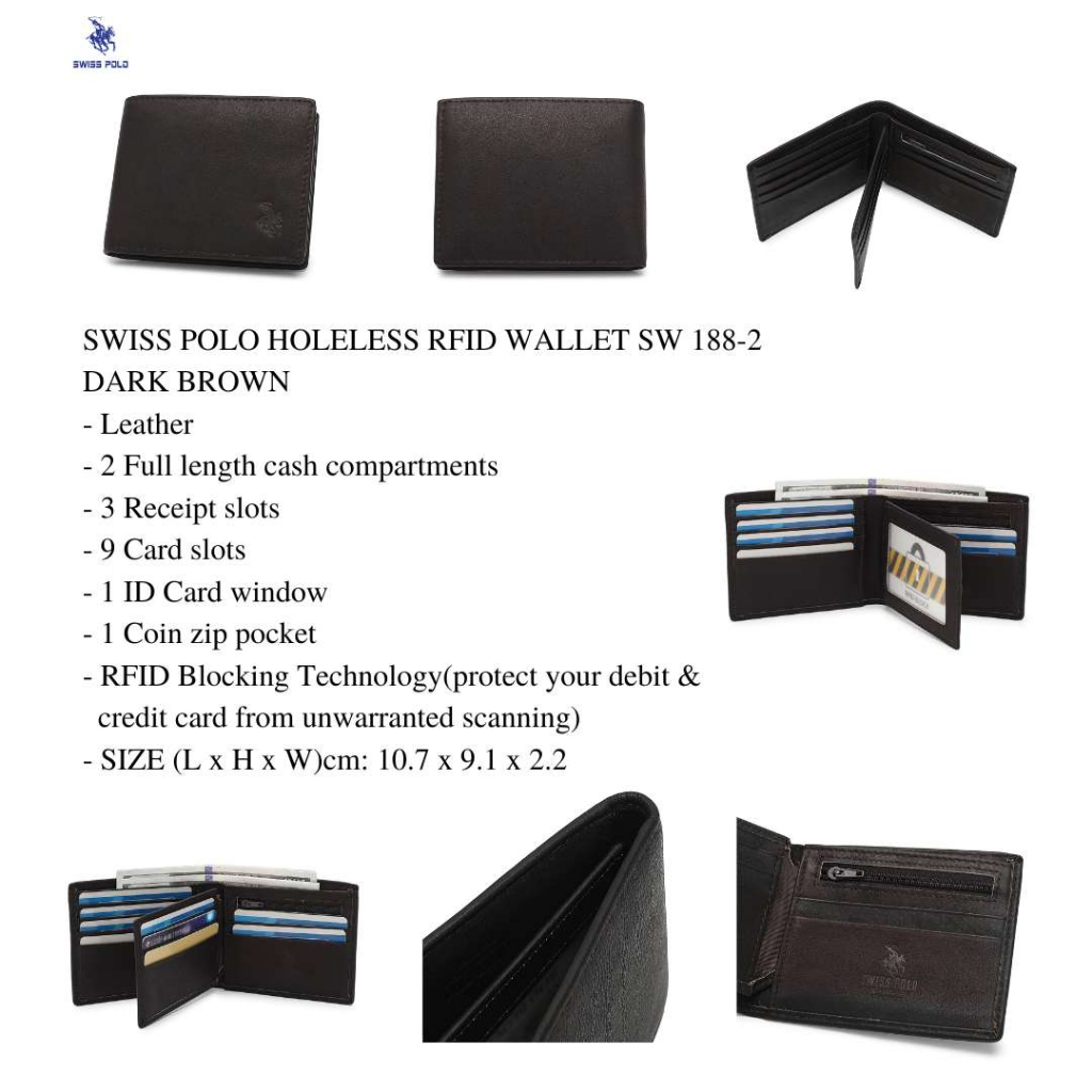 SWISS POLO GENUINE LEATHER WALLET (HOLELESS RFID WALLET) SW 188 / SW ...