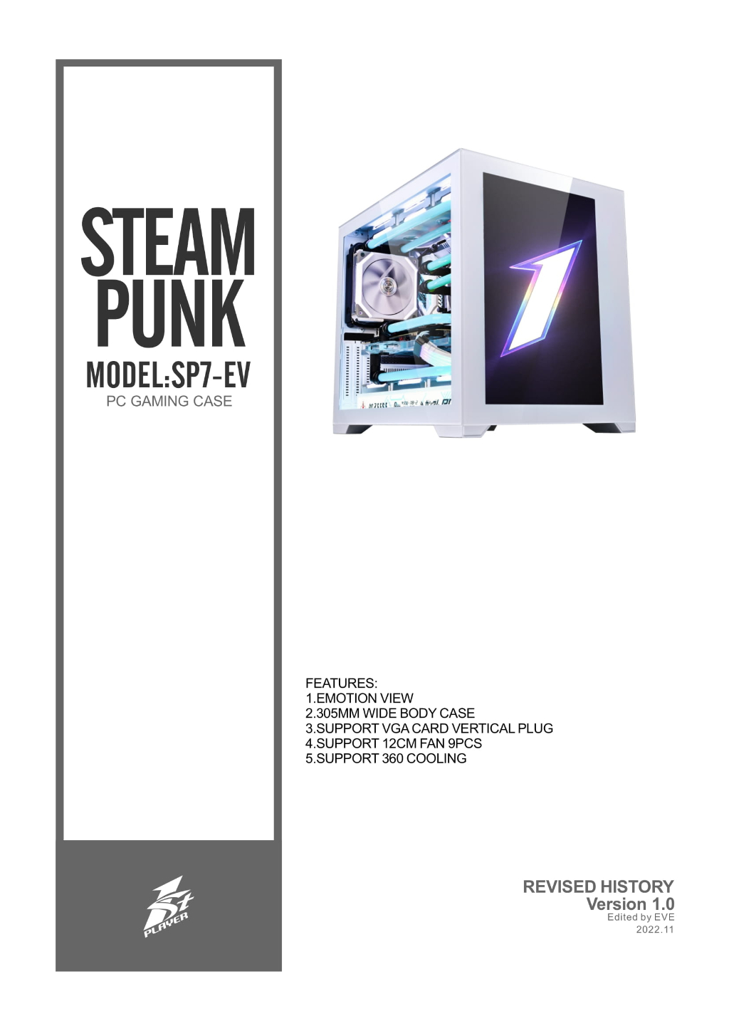 1st Player SP7-EV Emotion View White | Standard ATX Side Tempered Glass ...