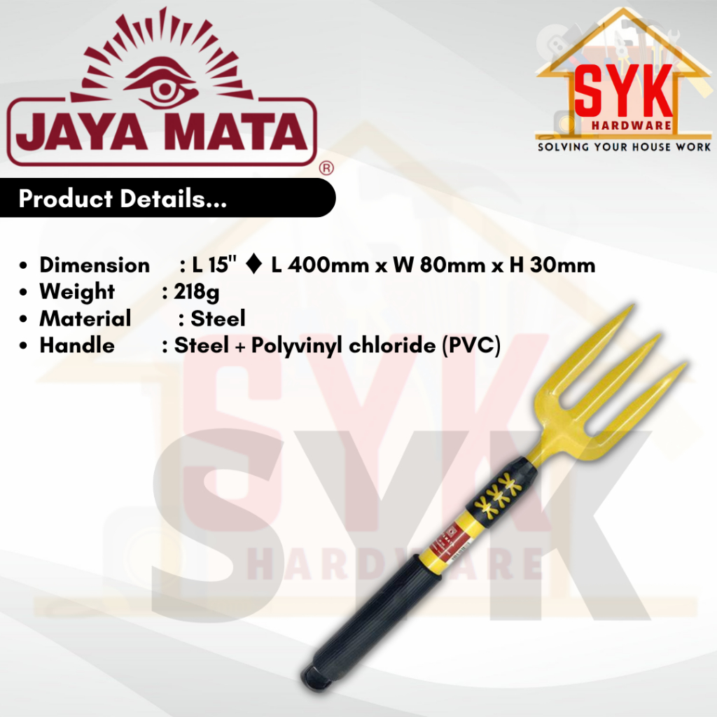 Jaya Mata JM168 15 Inch 3 Teeth Garden Fork Gardening Tools Garden Weeding Tool Garpu Taman Alat ...