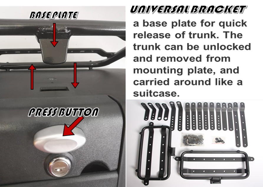 KAWASAKI WATERPROOF V37 SIDE BOX ABS PLASTIC WITH LED LIGHT HARD SHEILD ...