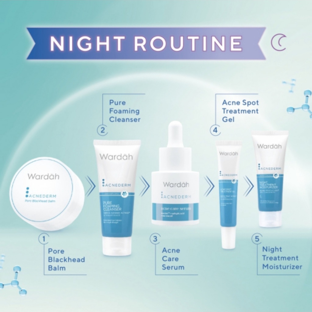 Wardah Acnederm Acne Jerawat Series Cleanser Toner Day Night Cream Acne ...