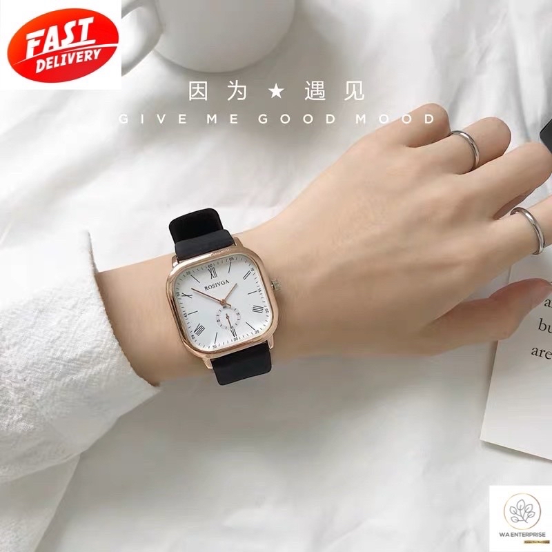 (Ready Stock) 2024 Korean style watch Korean square simple canvas ...