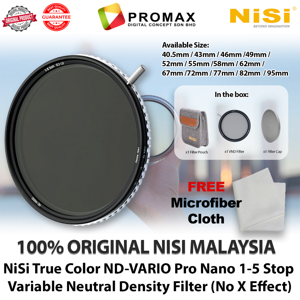 NiSi PRO Nano True Color 1-5 Stop ND-VARIO Colour Variable ND Filter (100% ORIGINAL MALAYSIA ...