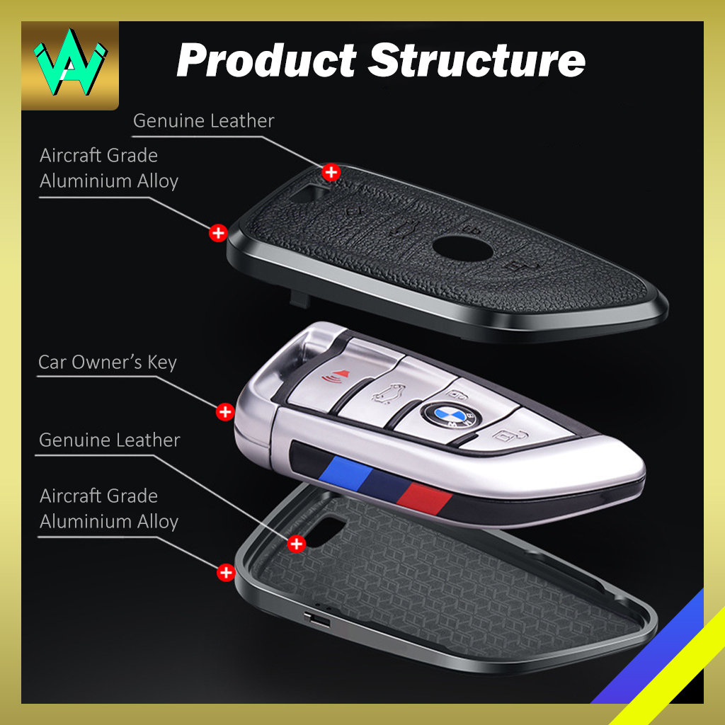 BMW Aluminium Alloy Genuine Leather Car Key Cover 3 5 7 Series X1 X3 X3 ...