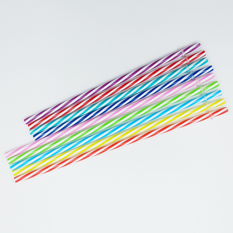 Multicolour Reusable Drinking straw with Ring PP Material 23cm 25cm 26 ...
