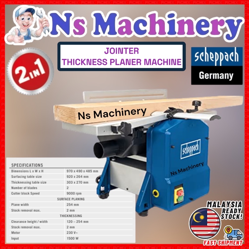 Scheppach Professional 10"254mm Jointer Thickness Planer Woodworking ...