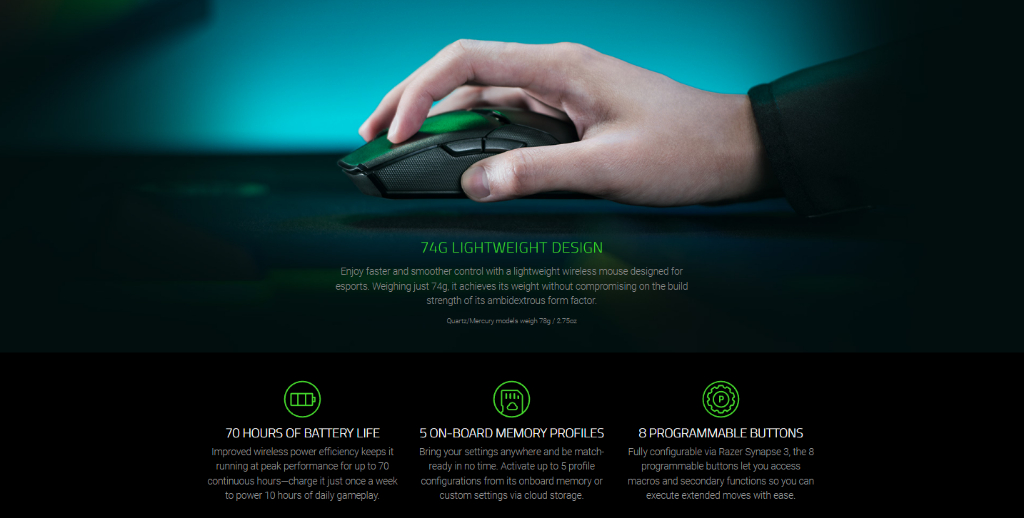 [EOL]Razer Viper Ultimate (RZ01-03050100-R3A1) - Wireless Gmaing Mouse ...