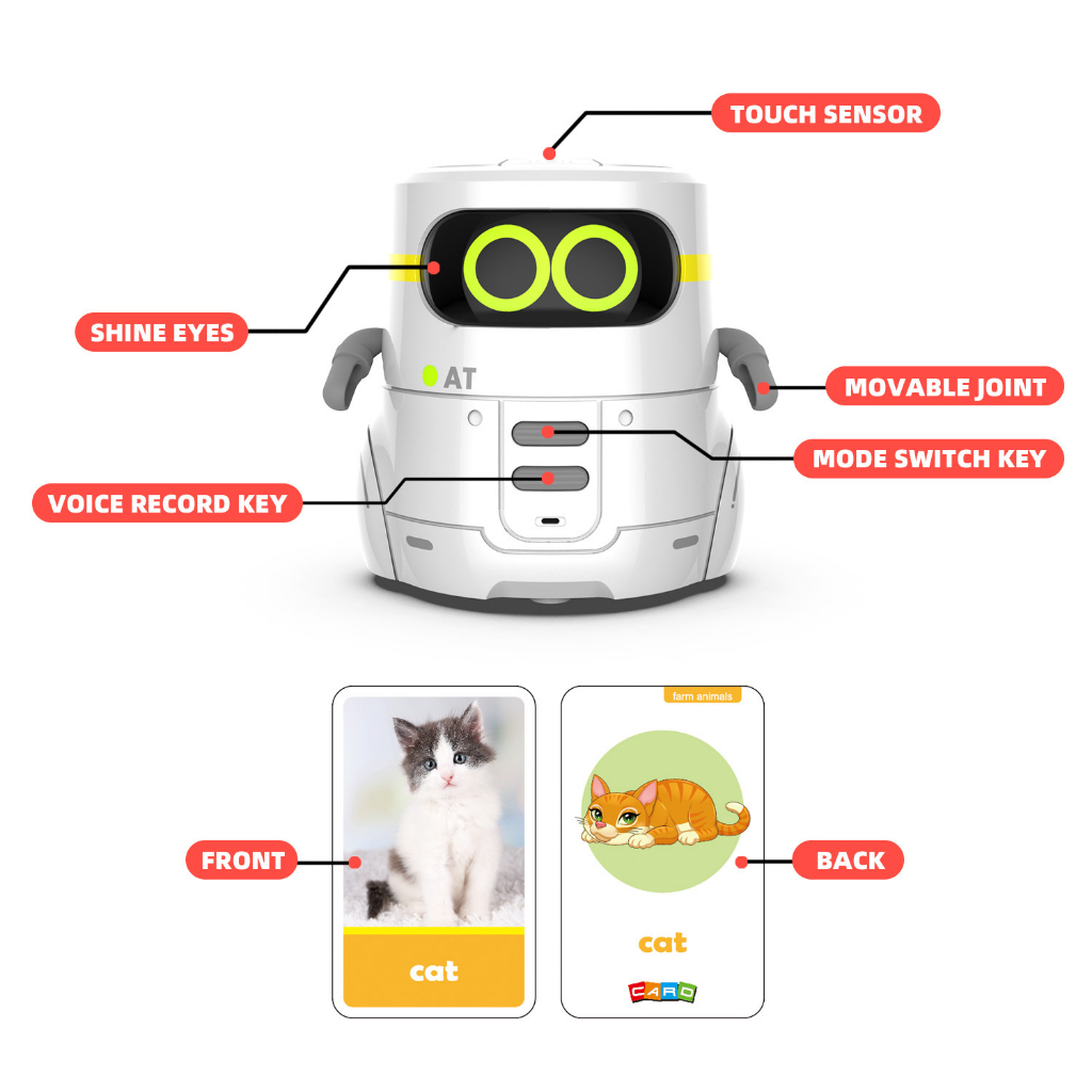 Educational Smart Robot Toy Electronic STEM Early Learning Flash Card ...