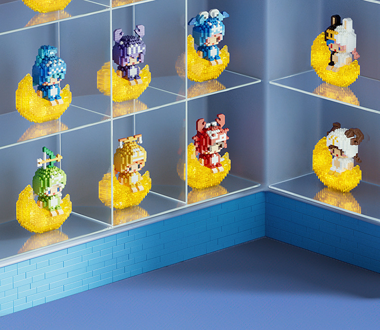 Cute 12 Zodiac Signs DIY Series Mini Puzzle Cute Cartoon Micro Building ...