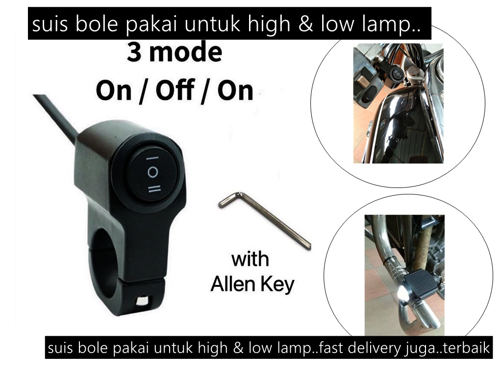 Switch Motorcycle Handlebar Headlight 12V ON/OFF Button Light Switch ...