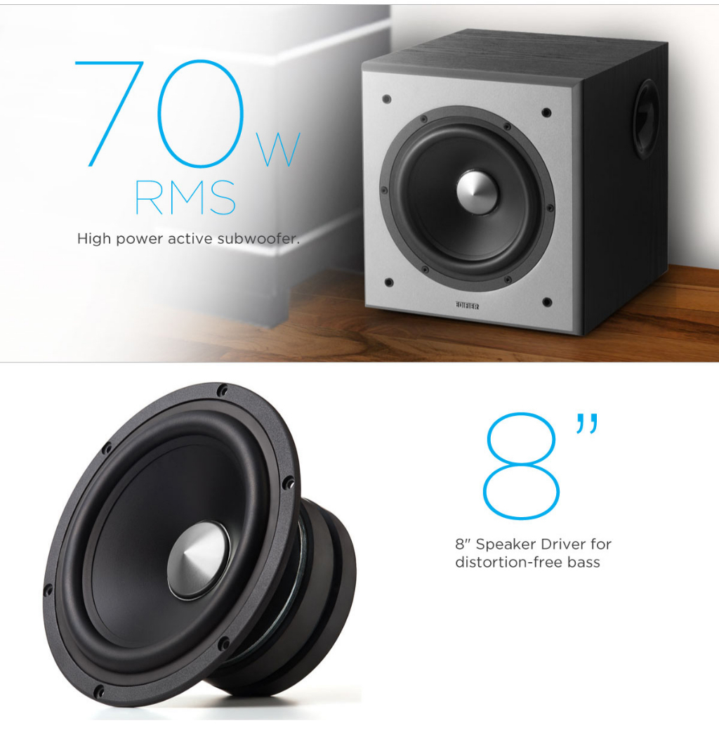 Edifier T5 Powered Subwoofer with RCA Input Output Strong Bass Wooden ...