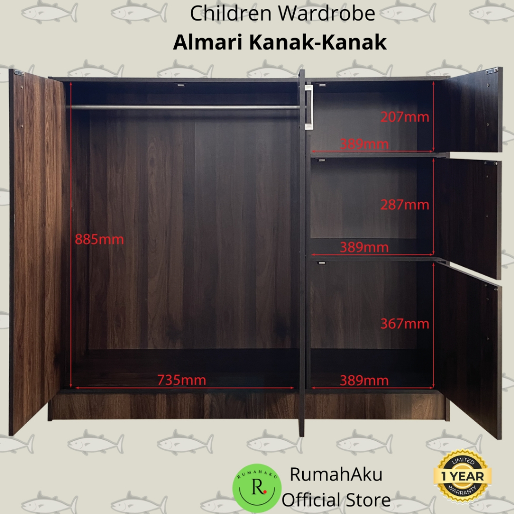 (Bigger /Besar Size ) RumahAku 5 Door Wardrobe / Almari Baju / kanak ...