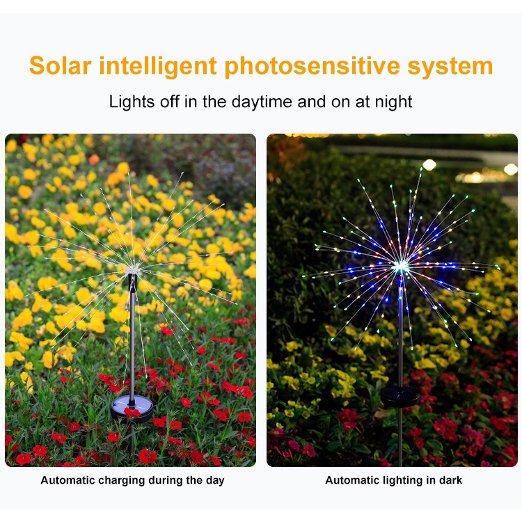 2025 Viral Firework Solar Light LED Outdoor Waterproof Lampu Bunga Api ...