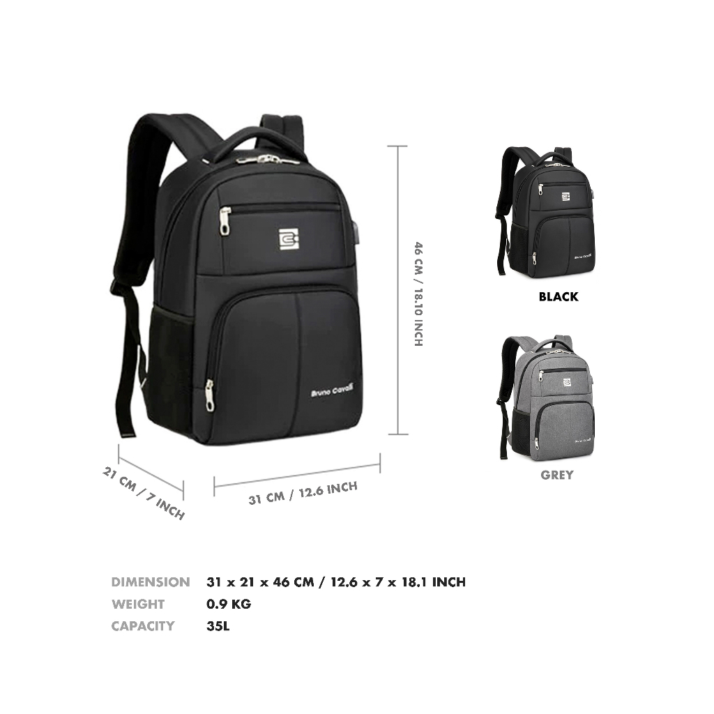 BRUNO CAVALLI Multifunctional Laptop Backpack with USB Charging Port ...