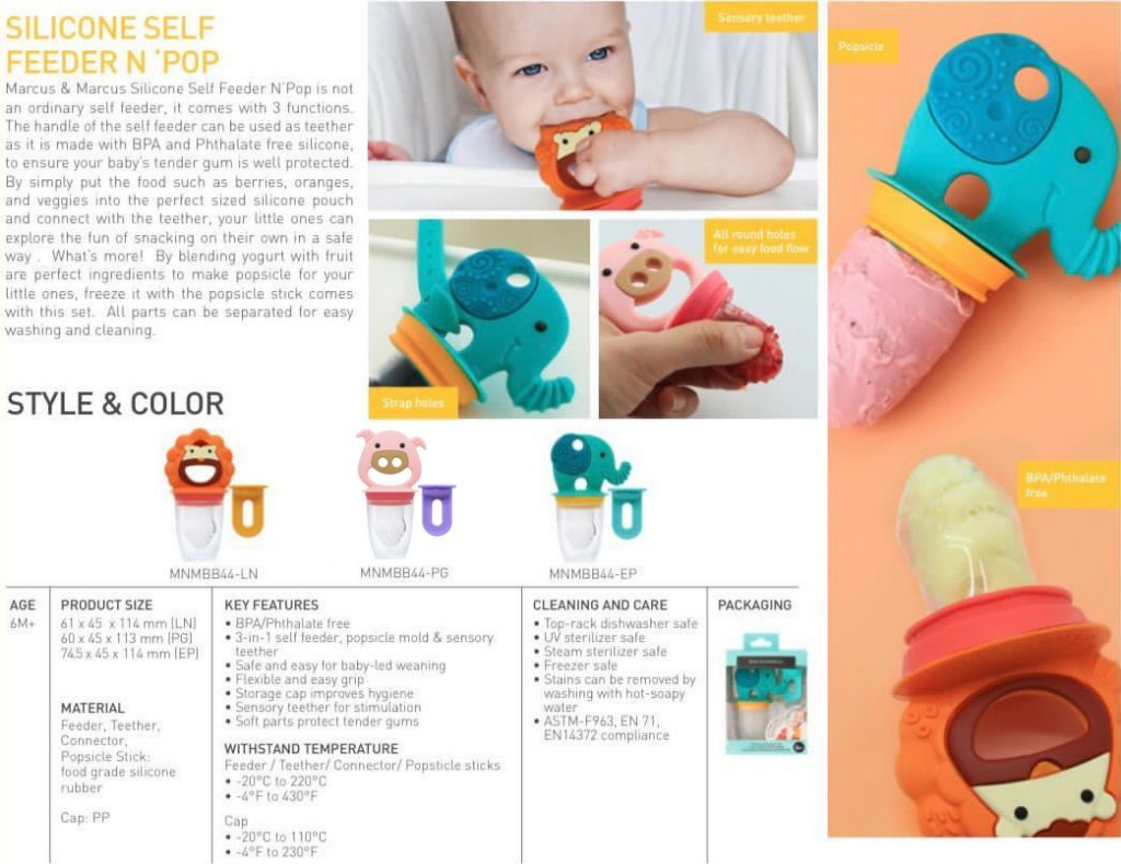 Marcus & Marcus Silicone Self Feeder Nipple Replacement Set (2pcs ...