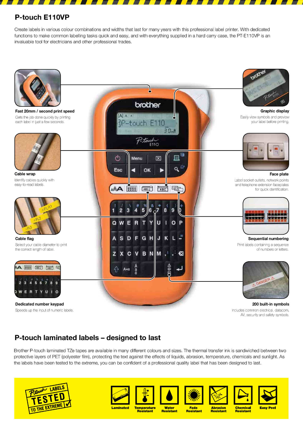 Brother PT-E110VP Labelling Machine P-Touch Label Maker PTE110 PTE110VP ...