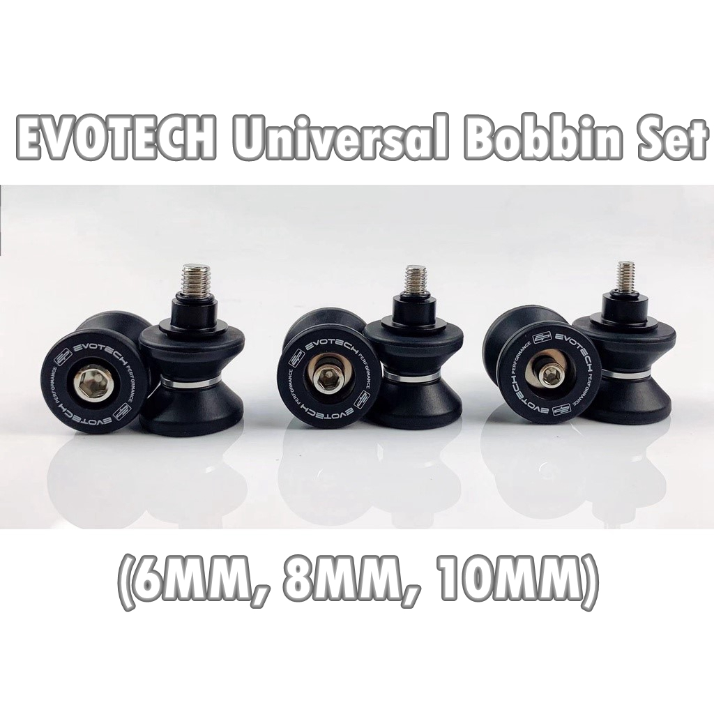 EVOTECH Bobbin Set Black (6MM, 8MM, 10MM)Rear Wheel Swing Arm Spools ...