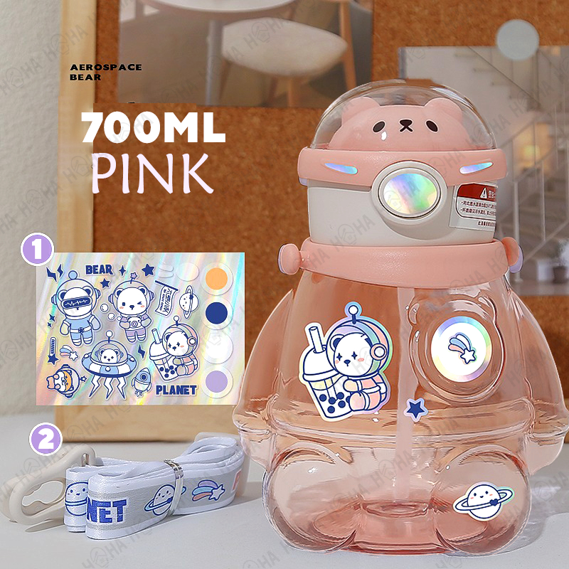 700ml Space Astronaut Water Bottle with Straw Cute Tumbler Children ...