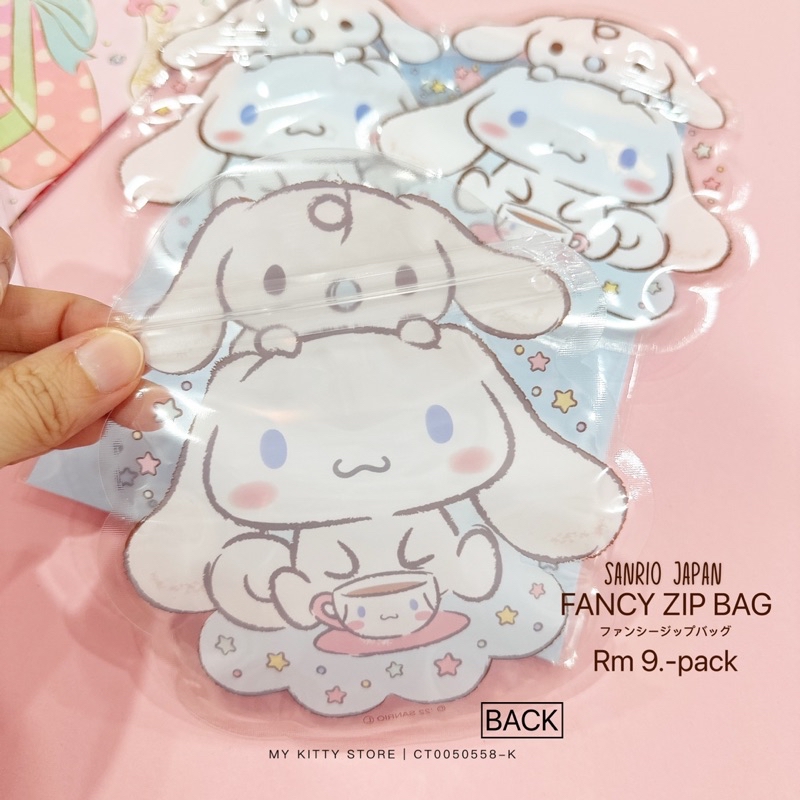 Sanrio Japan My Melody Cinnamoroll Pompompurin Die-Cut Zip Bag Fancy ...