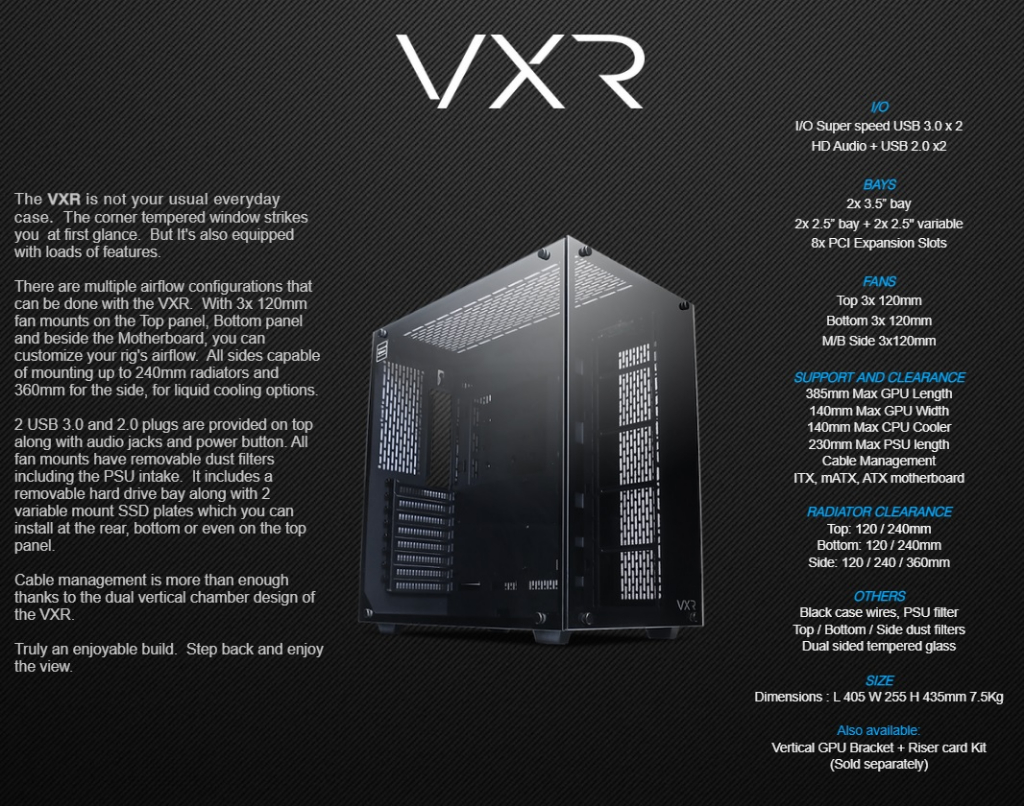 TECWARE VXL Dual Chamber / VXR TG ATX Gaming Case Chasis (BLACK / WHITE ...