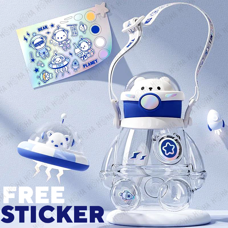 700ml Space Astronaut Water Bottle with Straw Cute Tumbler Children ...