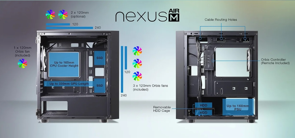 Tecware NEXUS AIR ATX, AIR M (ARGB) / AIR M2 TG M-ATX Case Chasis ...