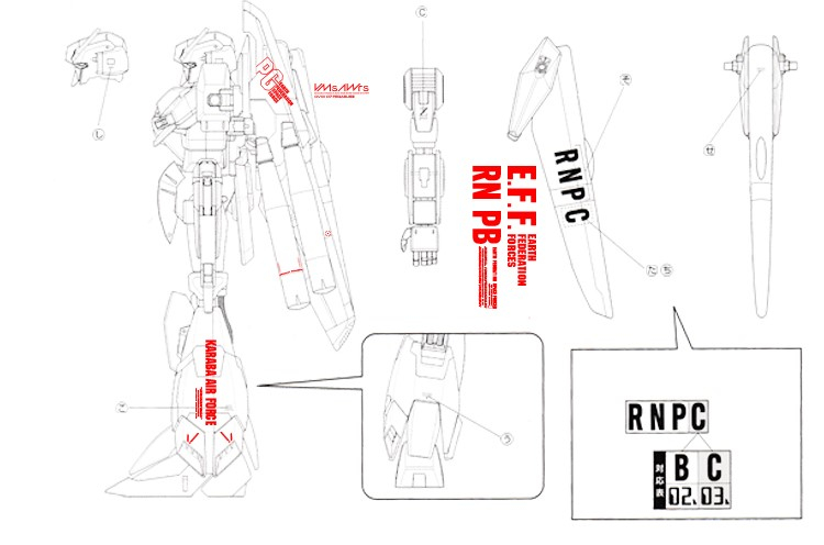 (Artisan's Club) Waterslide Decal - MG 1/100 Zeta Plus A1 / C1 / C2 MSZ ...