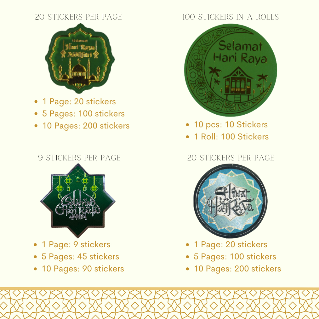 (10PCS) Selamat Hari Raya Stickers/Eid Fitr Sticker/Aidilfitri Stickers ...