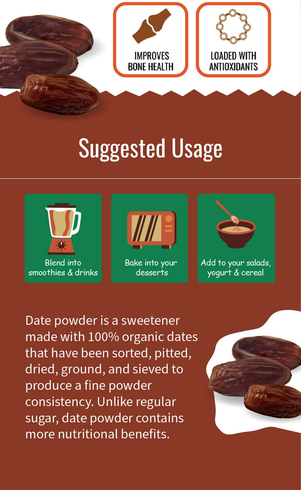 Organicule Date Sugar Powder [250g] Natural Sugar | Antioxidants ...