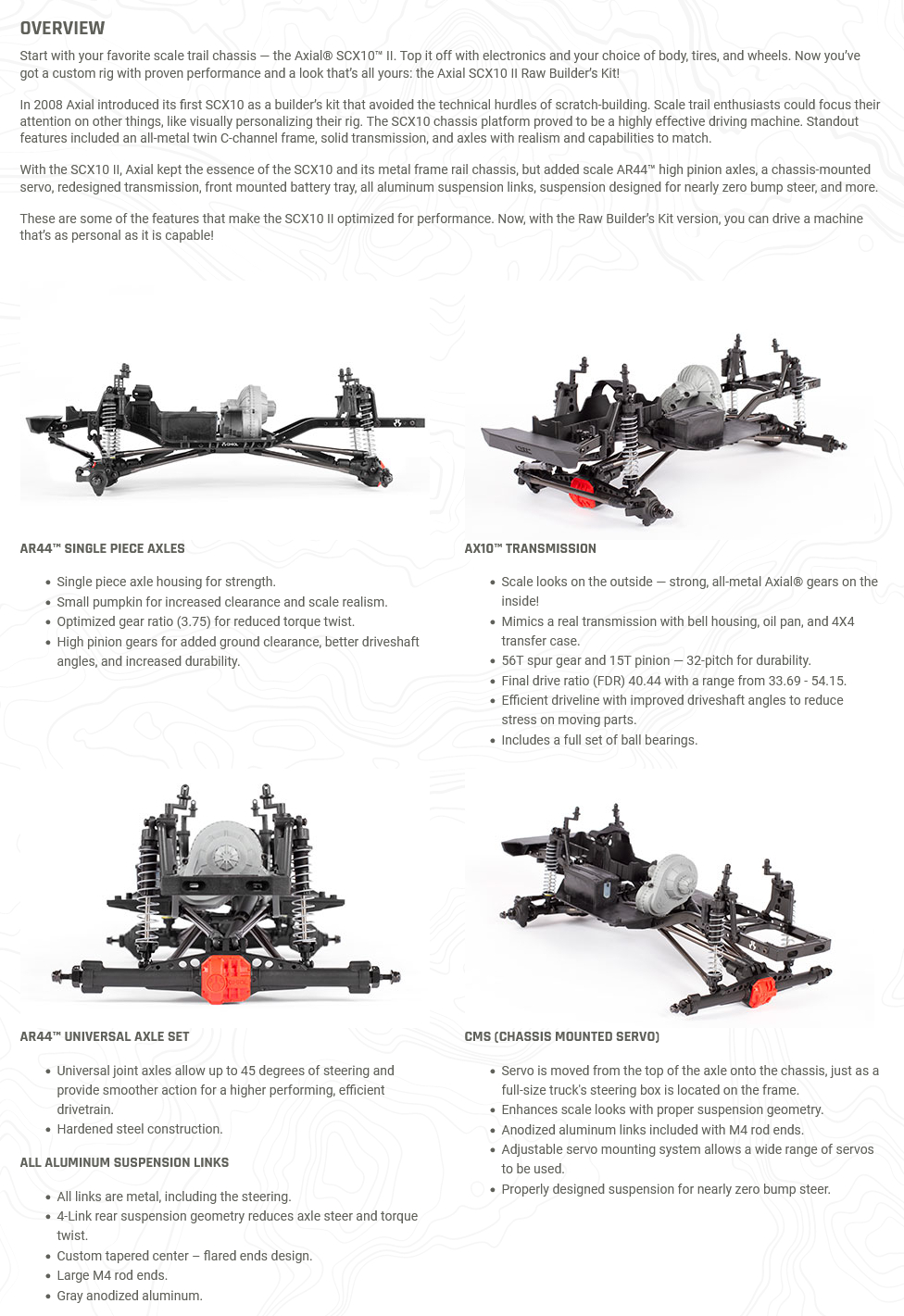 AXIAL SCX10 II RAW BUILDER KIT AXI90104 V2 RC CRAWLER UNASSEMBLED ...