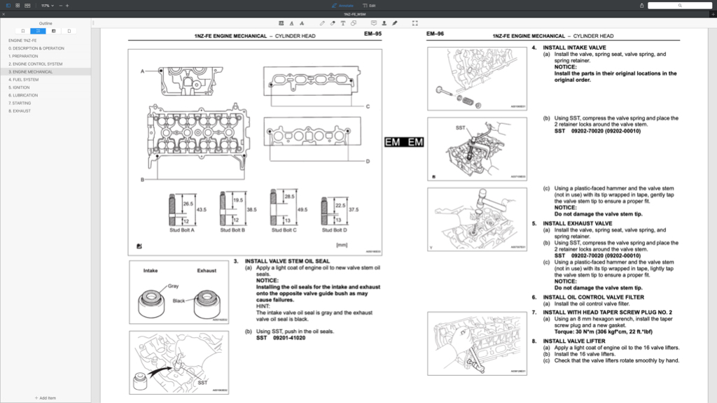 TOYOTA ENGINE 1NZ-FE 1NZFE 1.5L SERVICE REPAIR WORKSHOP MANUAL - VIOS YARIS COROLLA AURIS GEELY ...