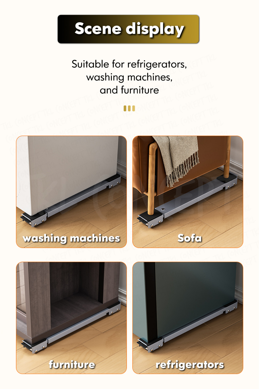 Universal Washing Machine Stand Roda Mesin Basuh Adjustable Fridge ...