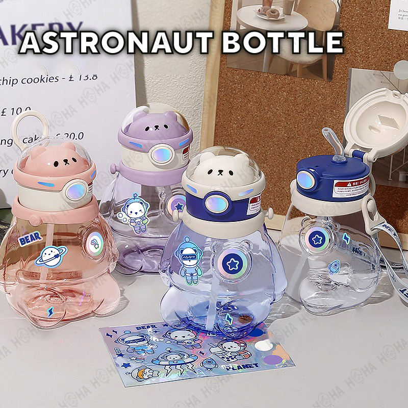 700ml Space Astronaut Water Bottle with Straw Cute Tumbler Children ...