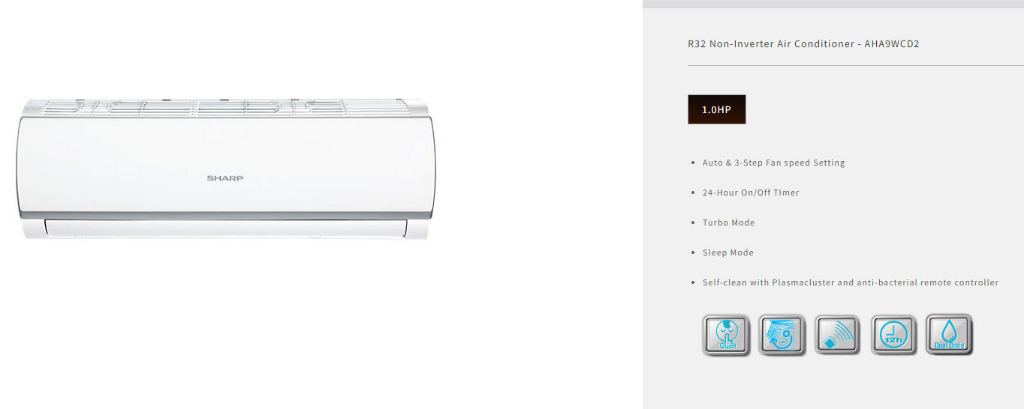 Sharp 1.0HP R32 Air Conditioner AHA9WCD / AHA9XCD Non-Inverter | Shopee Malaysia