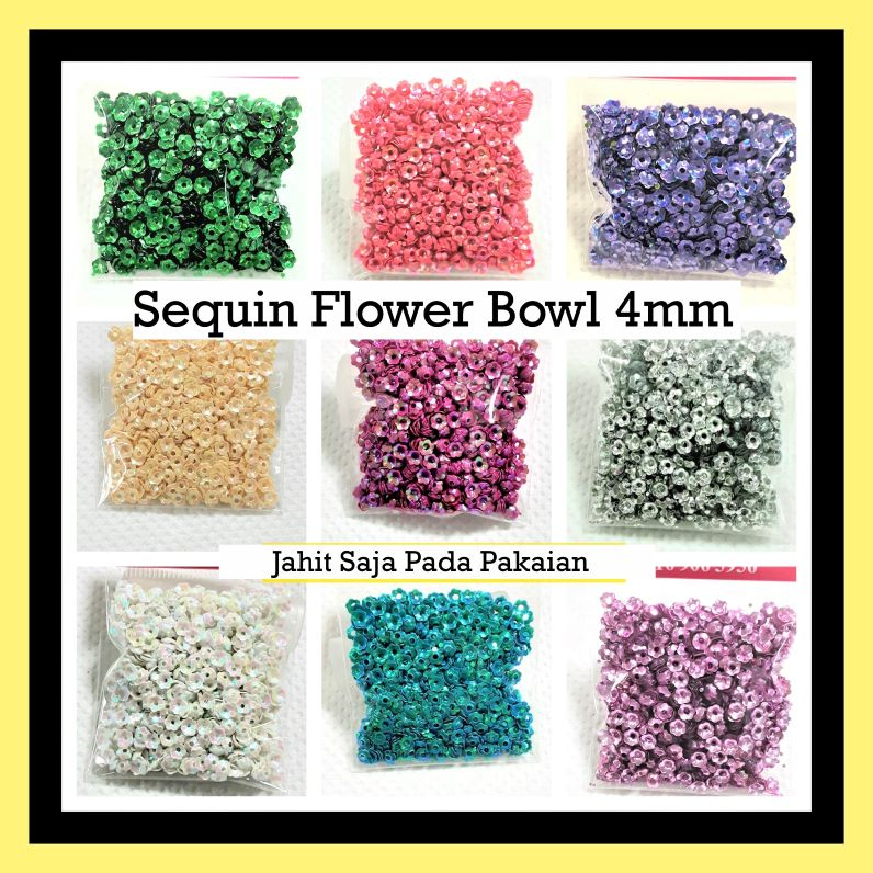 500pcs/Sequin Flower Bowl (4mm), Labuci Bentuk Mangkuk Bunga, Manik ...