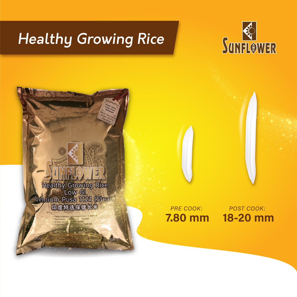 Sunflower Healthy Growing Rice Premium Basmathi Pusa 1121 - Steam ( 2 ...