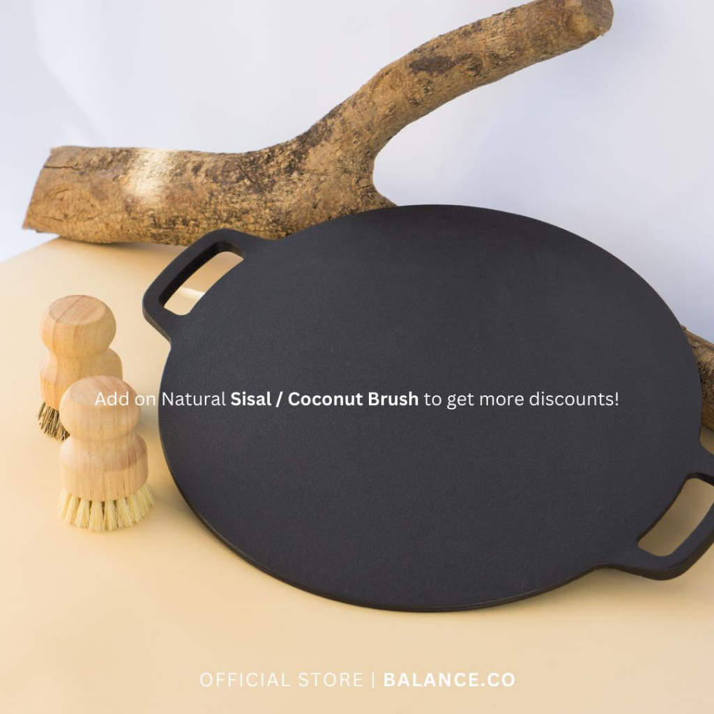 Balance.co Pre-seasoned Pure Cast Iron Flat Pan Crepe Pan Dosa Tawa ...
