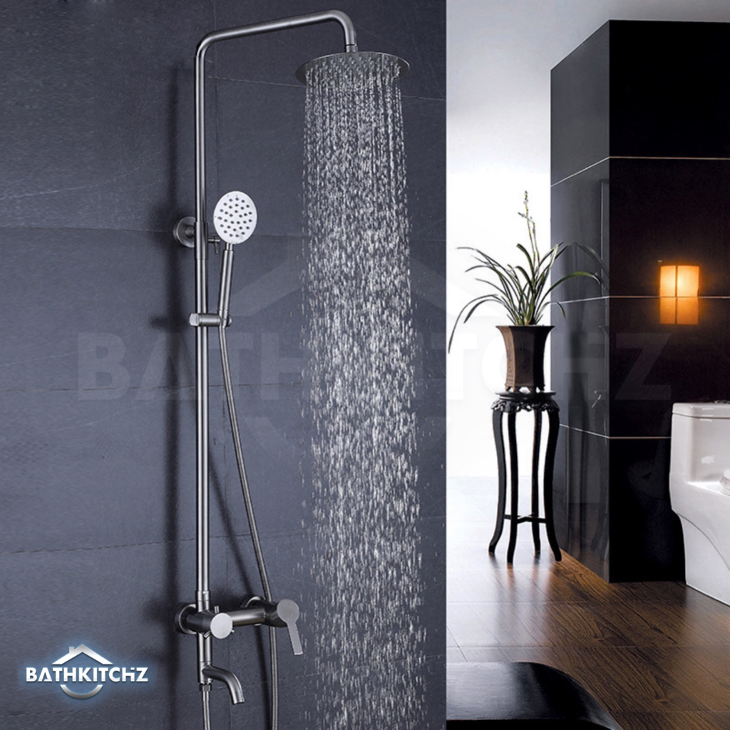 BATHKITCHZ 304 Stainless Steel 3 in 1 Bathroom Rainfall Shower Faucet ...