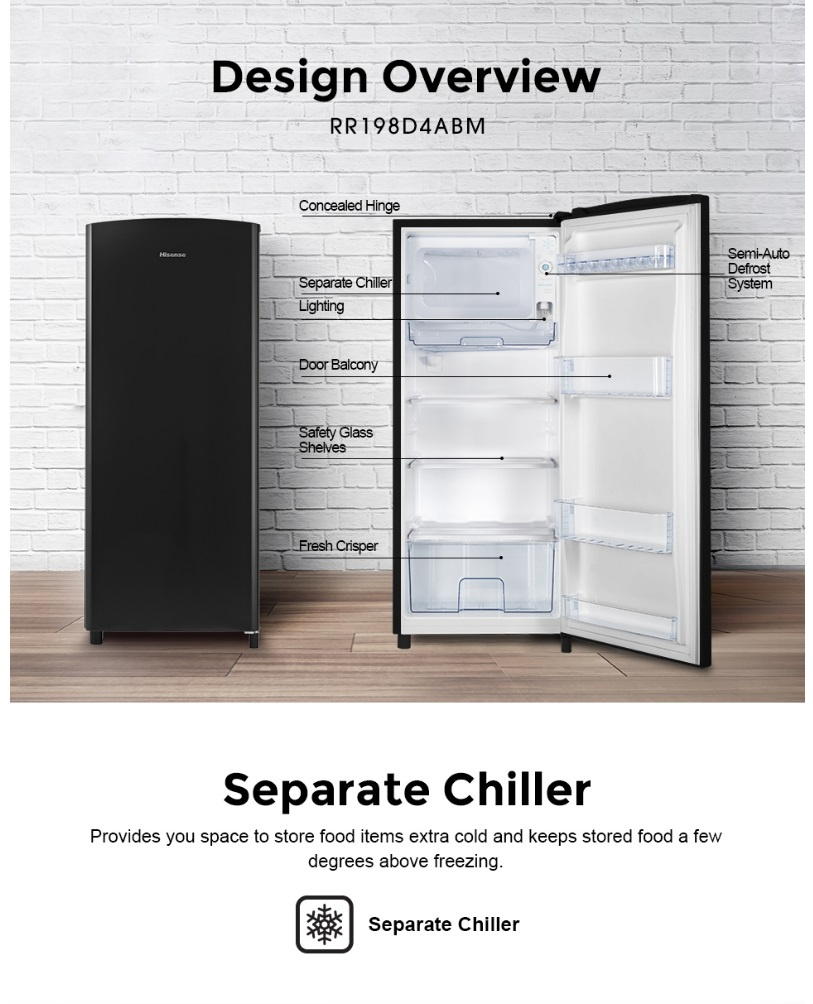 [FREE SHIPPING] Hisense 1 Door Fridge 170L / 205L RR198D4ABM1 RR239D4ABN (Single Door ...