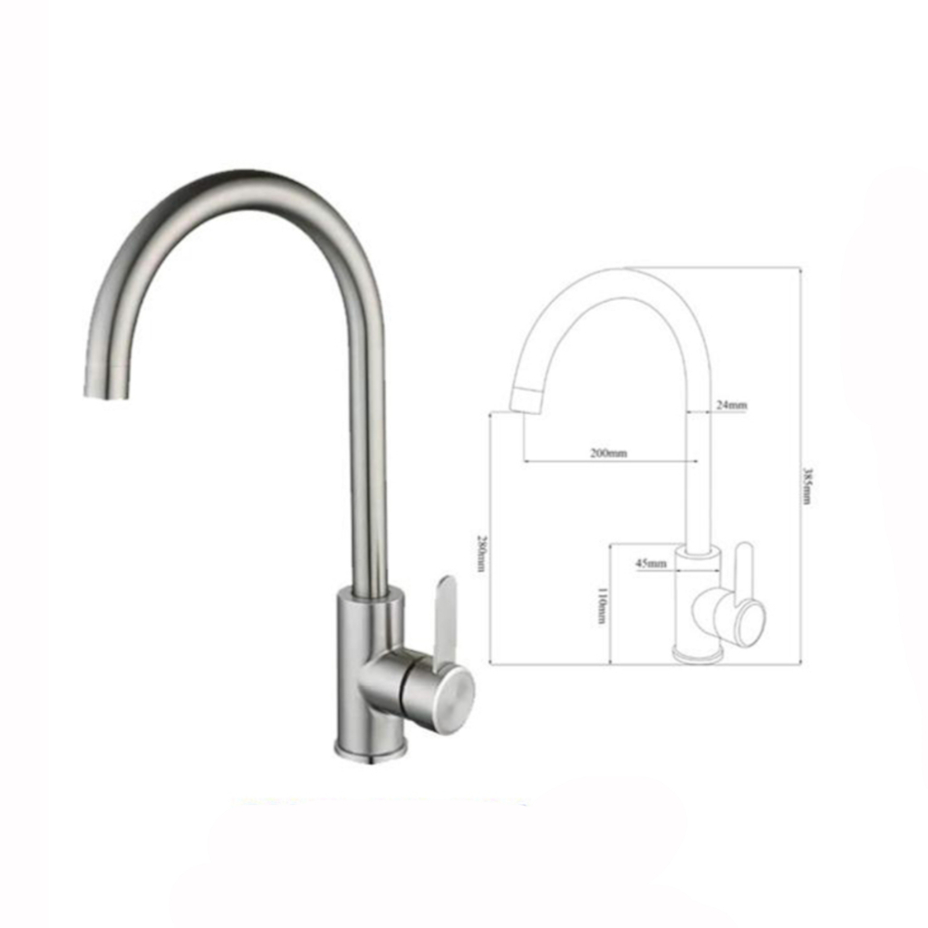 Saniware Deck Mounted Sink Tap Matt Black Kitchen Pillar Sink Tap Water ...
