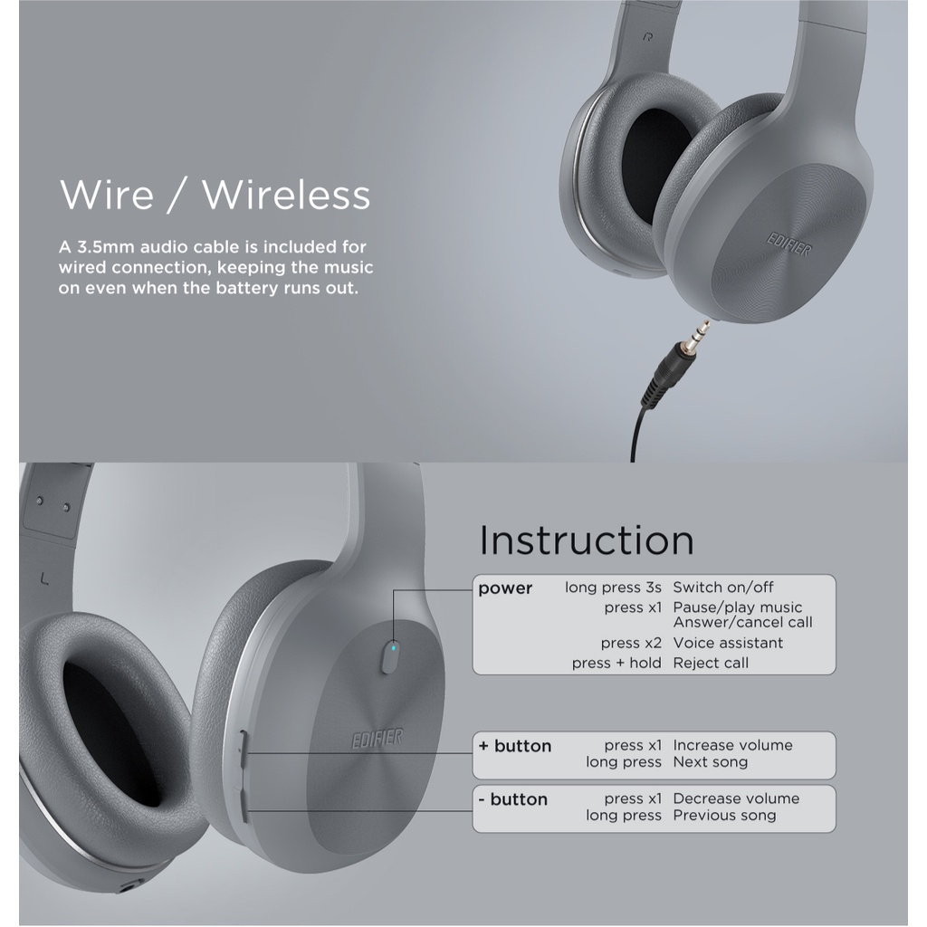 Edifier W600BT - Wireless Minimalist Headphone with Strong Bass ...