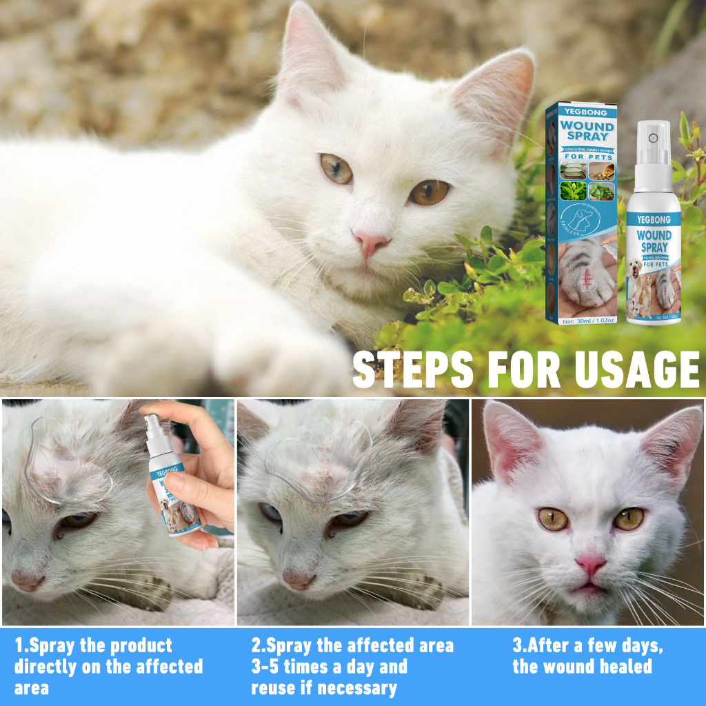 Pet Wound Spray Kurap Kucing Paling Berkesan Ubat Luka Cat Dog Nano ...