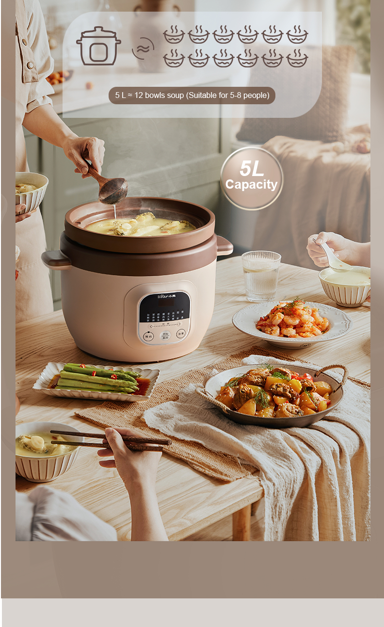 Bear Electric Stew Pot Slow Cooker Purple Clay Pot Soup Pot Porridge ...