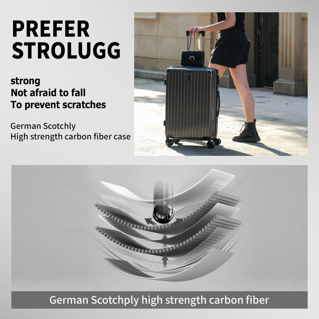 Swiss Thomas Scratch Resistant Luggage Trolley Bagasi Besar Durable ABS ...
