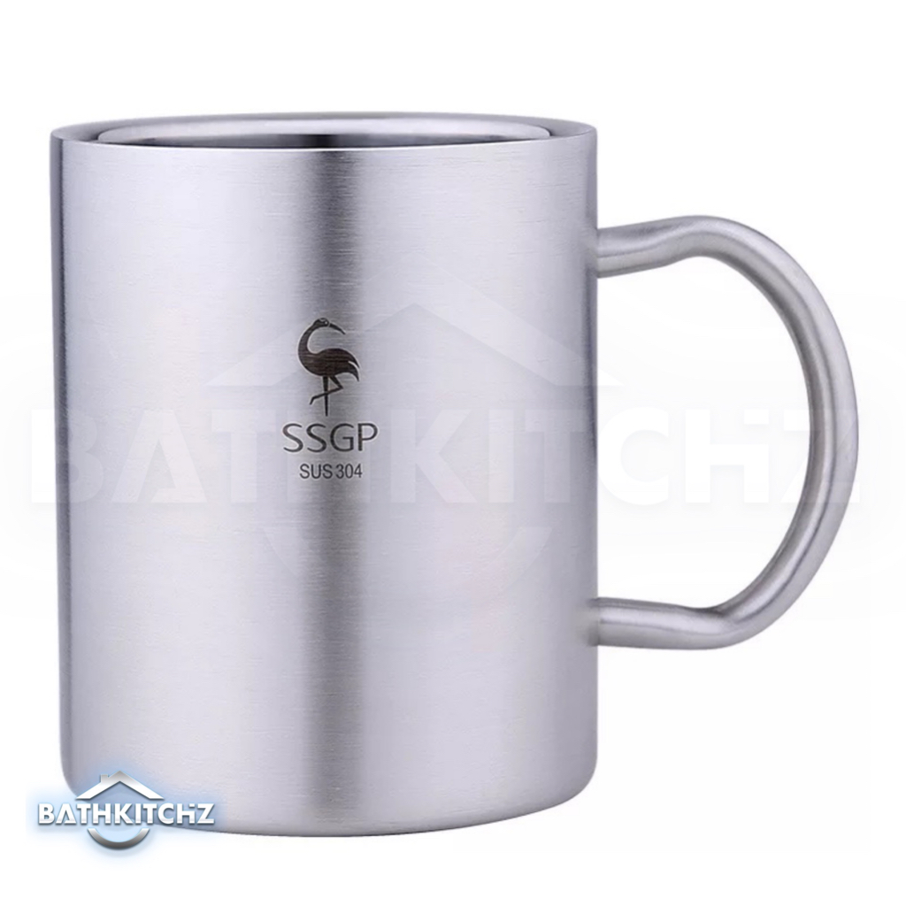 BATHKITCHZ SUS 304 Double Layer Coffee Cup Mug Beer Mug Large Capacity ...