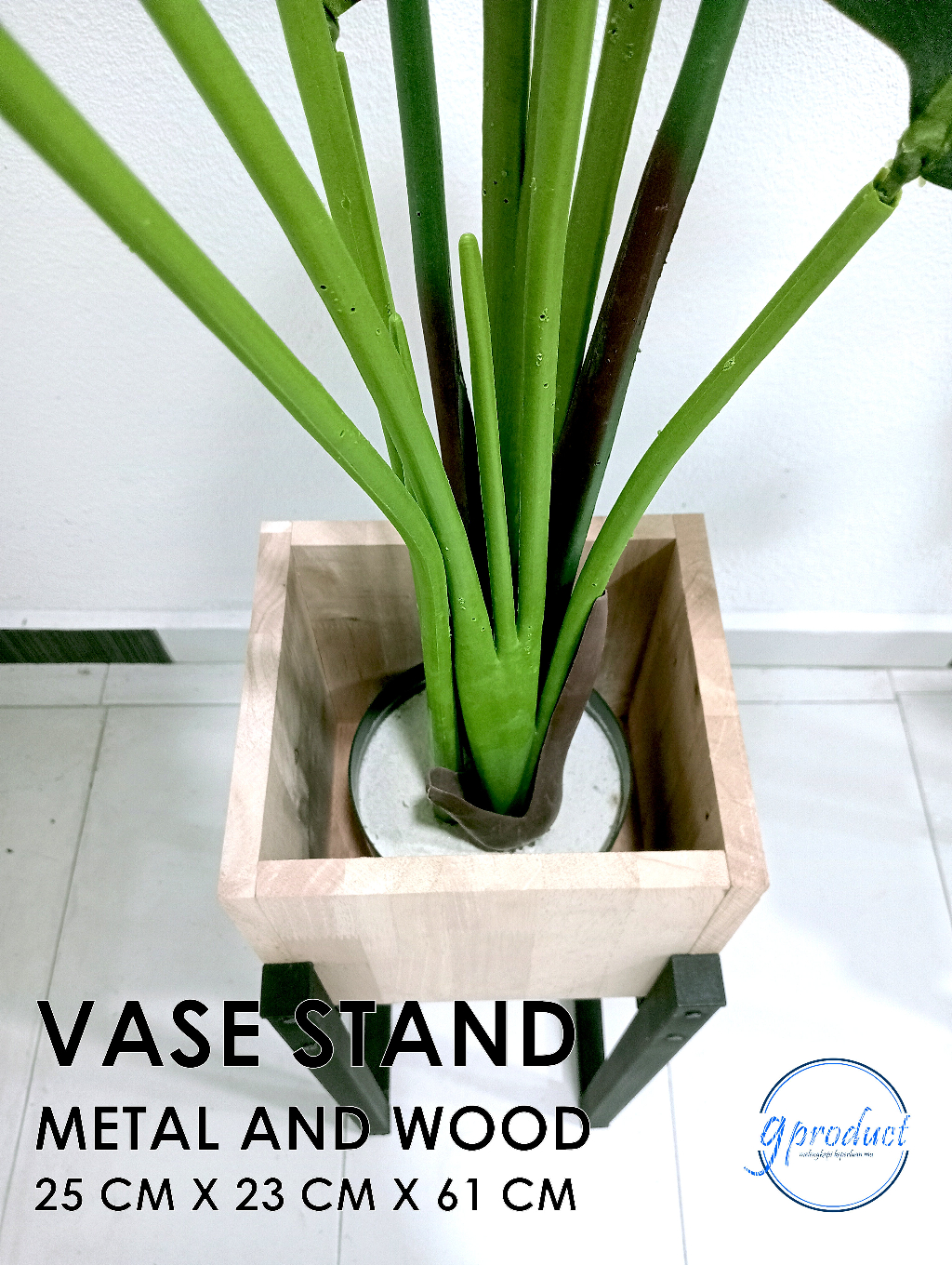 VASE STAND | FLOWER POT | WOOD AND METAL | KAKI PASU | BUNGA | KAYU DAN ...