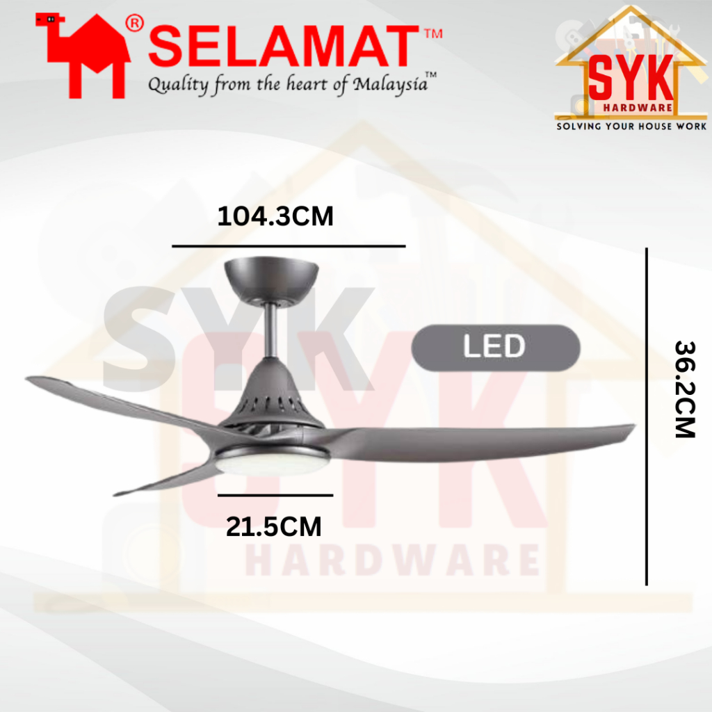 SYK Selamat MQ-C52DC 52 Inch Ceiling Fan Remote Control DC Motor Fan ...